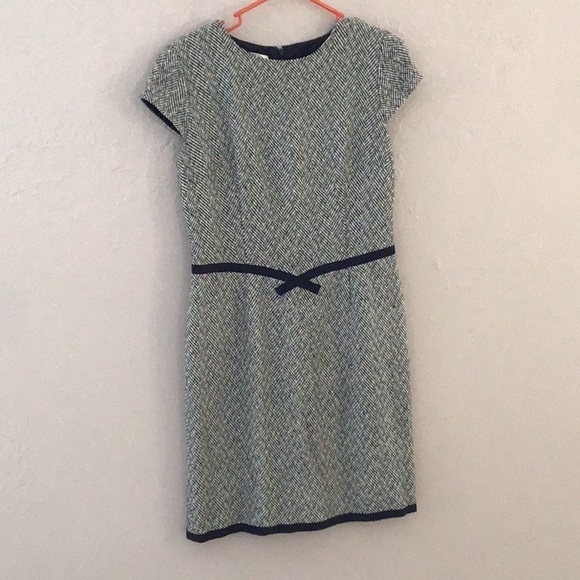 Talbots | Dresses | Talbots Silk Tweed Black White Herringbone Dress ...